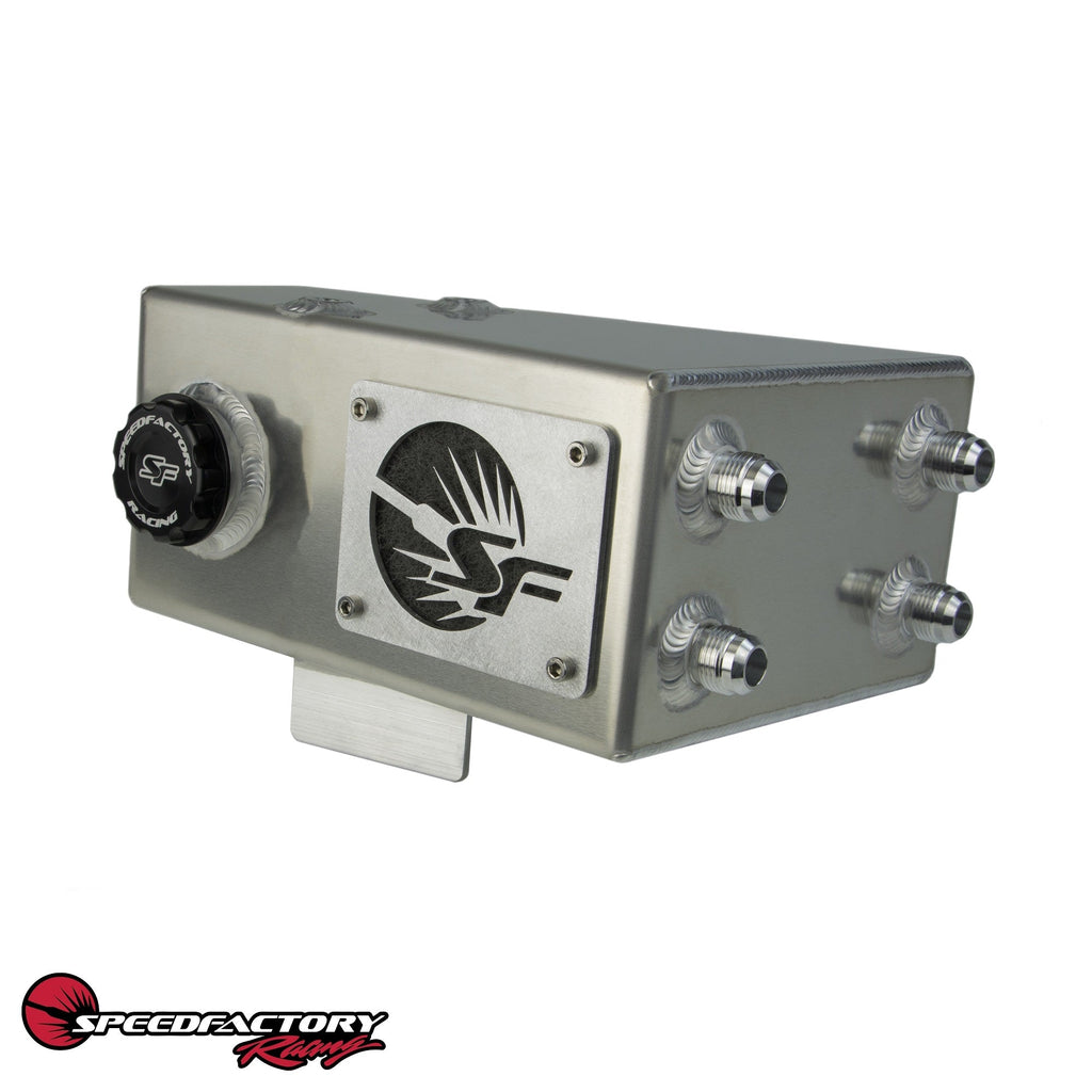 SpeedFactory Racing Angled Oil Catch Can with built in Coolant Overflo ...